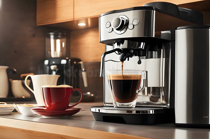 Coffee Extraction from Professional Coffee Machine. Generative AI Stock ...