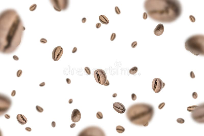 Coffee Beans Fall Background. Black Espresso Coffee Bean Falling ...
