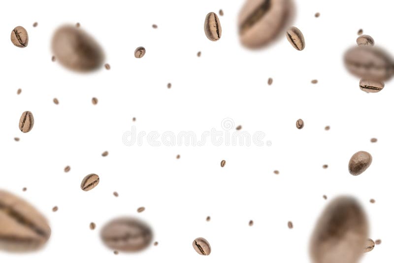 Coffee Falling Bean Background. Black Espresso Coffee Bean Flying on ...