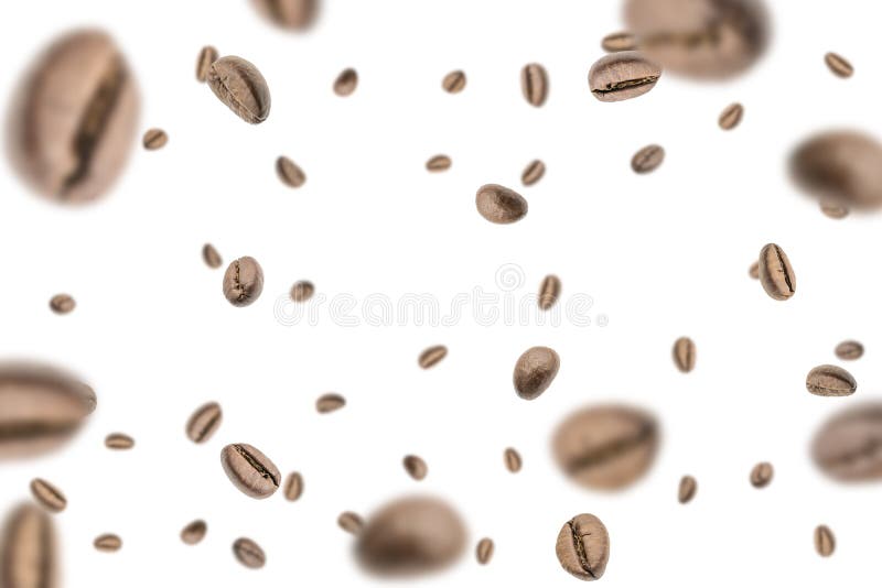 Coffee Flying Bean Background. Black Espresso Grain Falling. Rustic ...