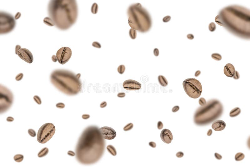 Coffee Falling Bean Background. Black Espresso Coffee Bean Flying on ...