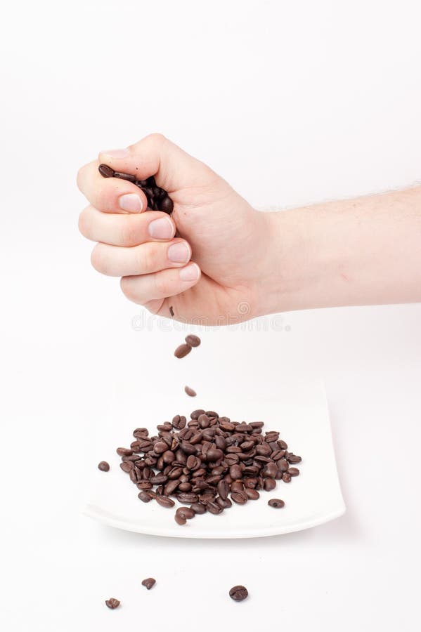 Coffee Falling through Hand Stock Photo - Image of white, fall: 53853822