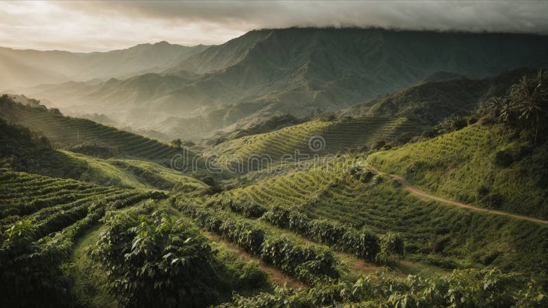 Coffee Farm Landscape from on the Top View Stock Illustration ...