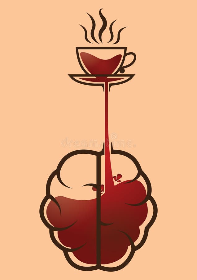 Coffee Brain made of beans stock illustration. Illustration of ...