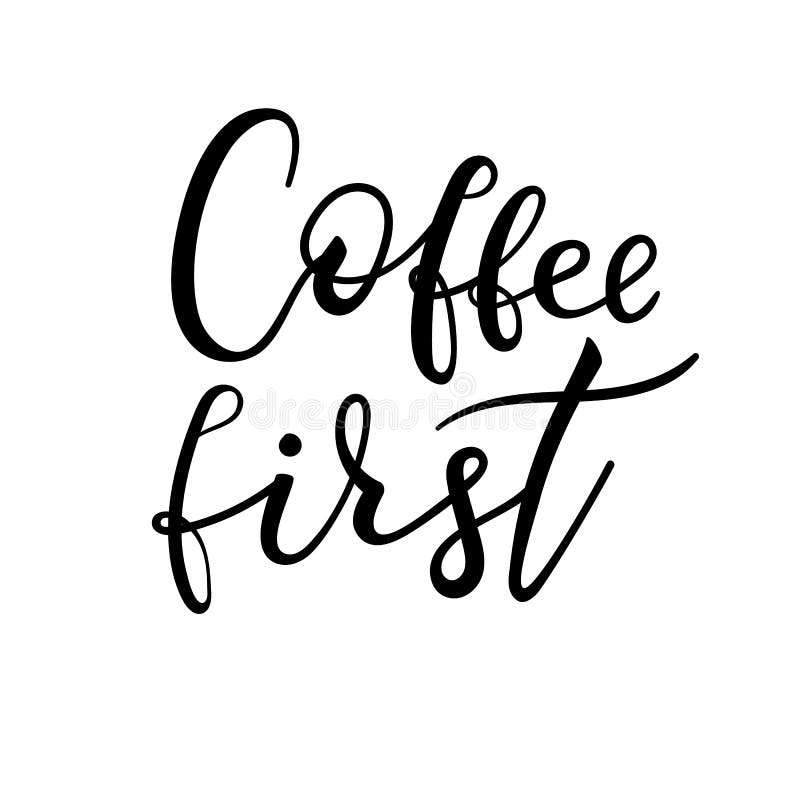 Coffee First Poster with Coffee Cup Vector Outline Illustration Stock ...