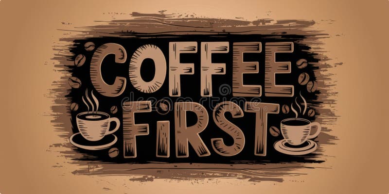 A Charming Design Featuring the Phrase Coffee First with Illustrations ...