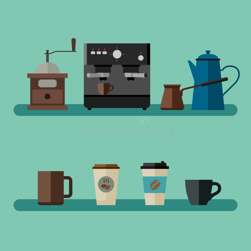 Coffee Flat Design stock illustration. Illustration of copy - 145537324