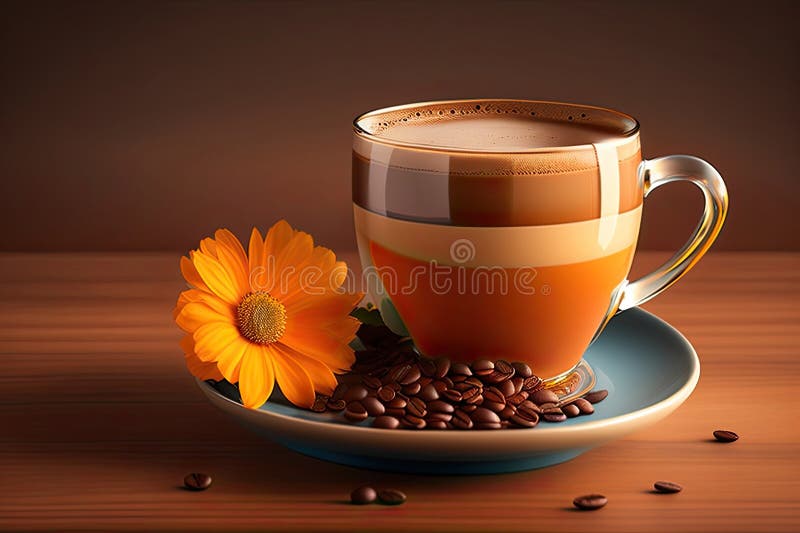Coffee with Flower Generative AI Stock Image - Image of bloom, coffee ...