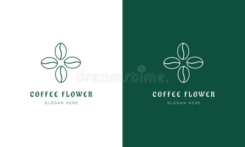 Coffee Flower Logo Design with Coffee Beans, Minimal Coffee Logo Design ...