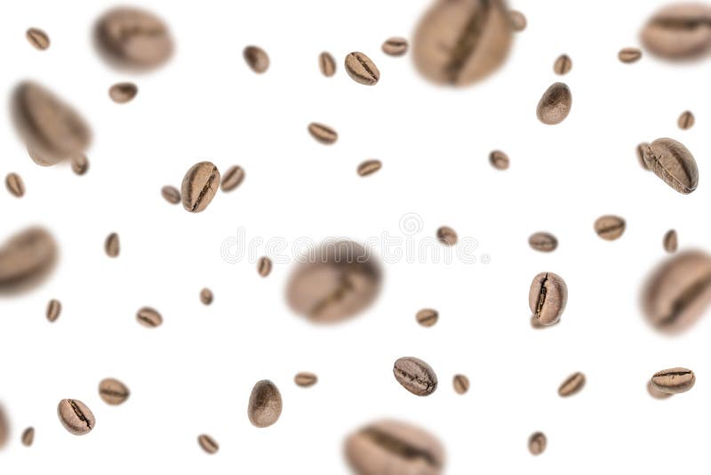 Coffee Flying Bean Background. Black Espresso Grain Falling. Rustic ...