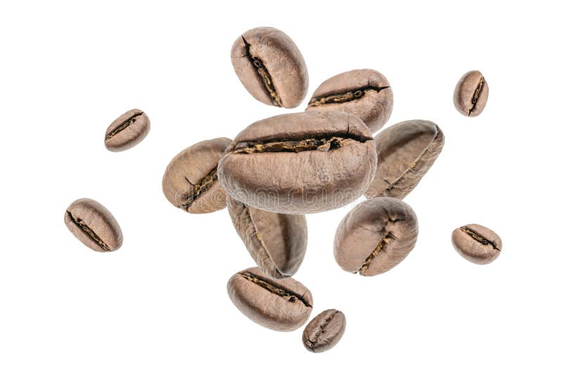 Coffee Flying Bean Background. Black Espresso Grain Falling. Rustic ...