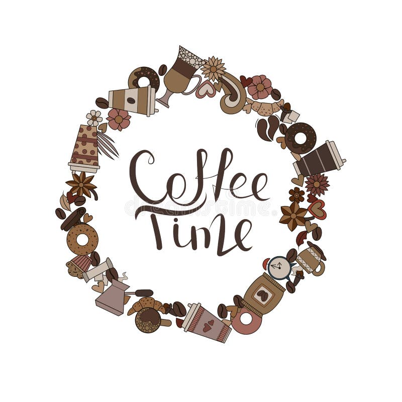 Coffee Circular Frame Design. Stock Vector - Illustration of color ...