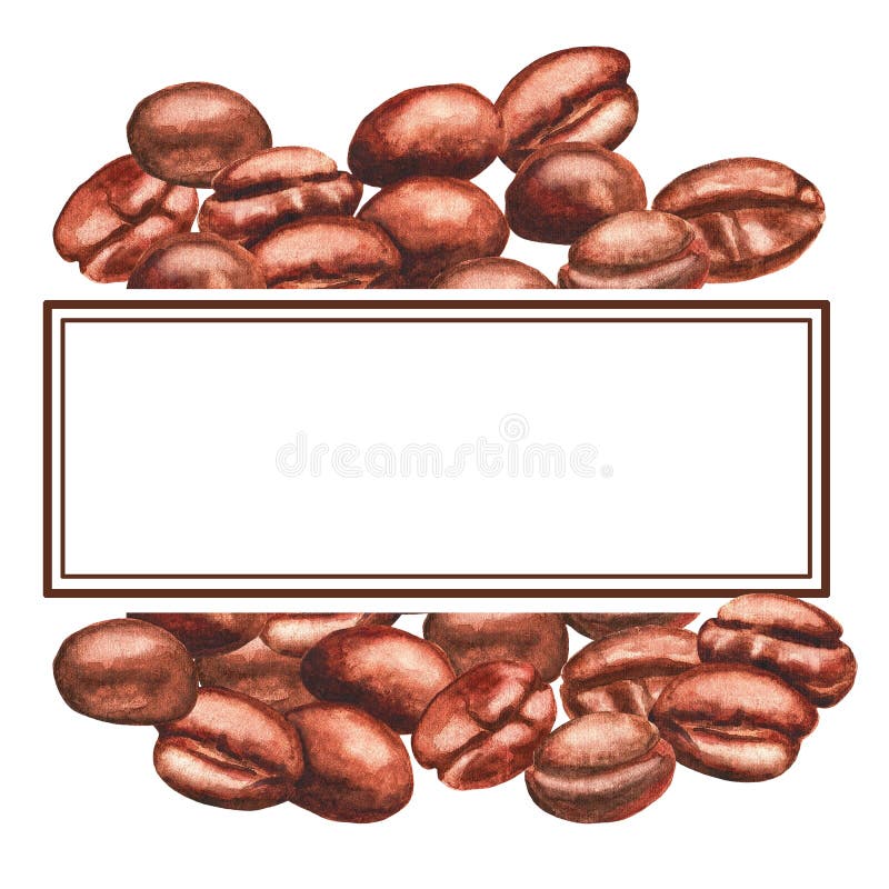Coffee frame. Watercolor 8 stock illustration. Illustration of brown ...