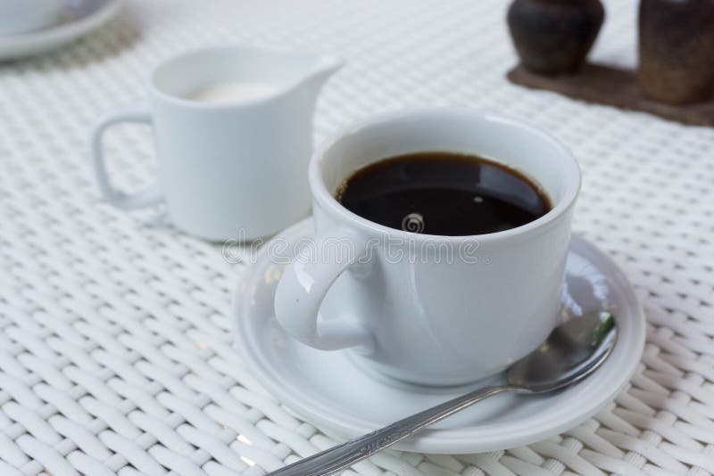 Coffee and fresh milk stock image. Image of break, milk - 186013375