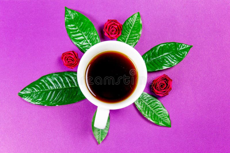 Coffee is a Fuel Concept - a Cup on a Purple Background Stock Photo ...