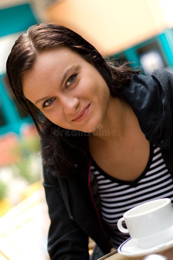 Coffee Girl stock image. Image of leisure, couch, gorgeous - 7714567
