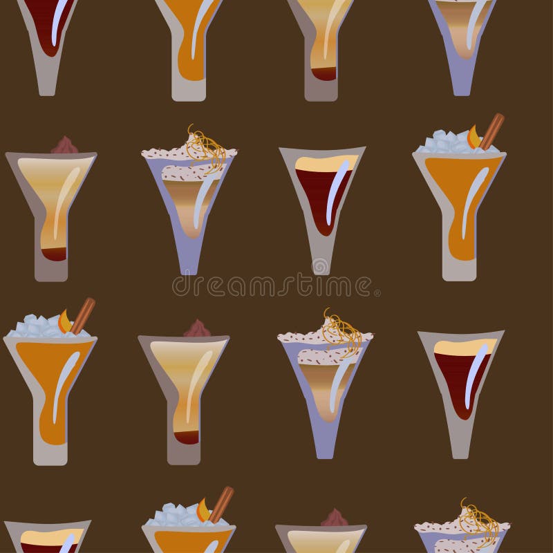 Coffee in a Glass Cup. Pattern of Vector Illustrations Stock Vector ...