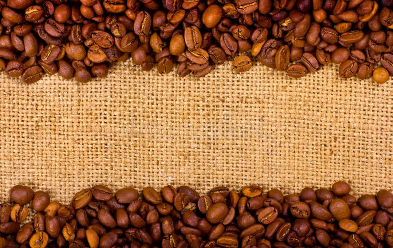 Coffee Grains on the Burlap Background Stock Image - Image of bean ...