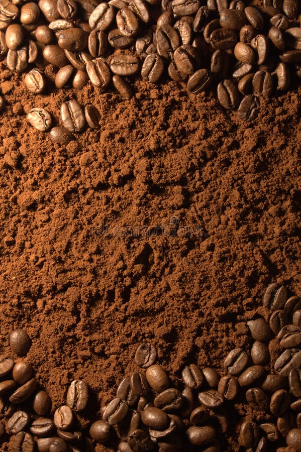 Coffee Grains and Ground Coffee Stock Photo - Image of close, cafe ...