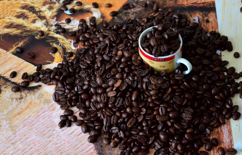 Coffee Grains are Poured into a Small Cup Stock Image - Image of flavor ...