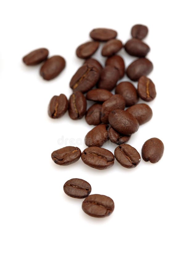 Coffee Grains on White Background Stock Photo - Image of drink ...