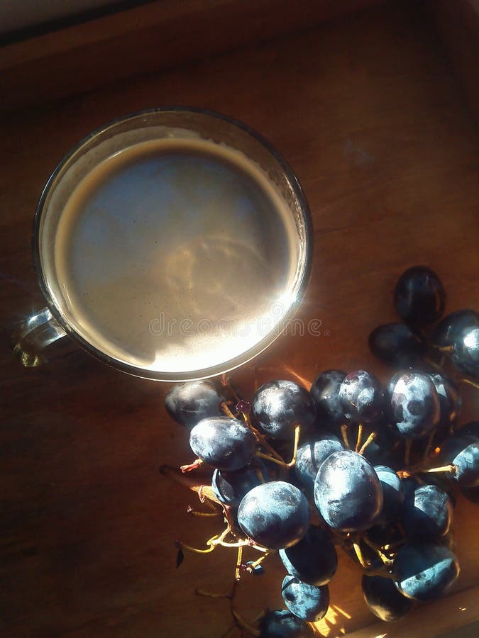 Coffee and grapes stock image. Image of sunny, grapes - 76186109