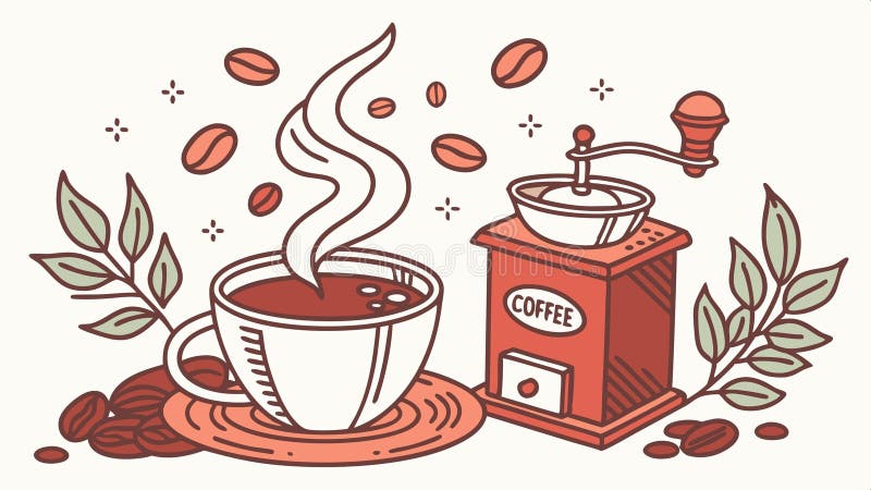 Coffee Grinder and Coffee Cup, Coffee Brewing and Cafe Culture Theme ...