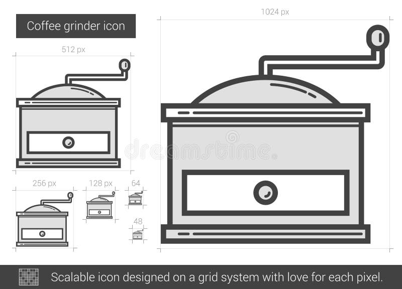 Coffee grinder line icon. stock vector. Illustration of espresso - 82562294