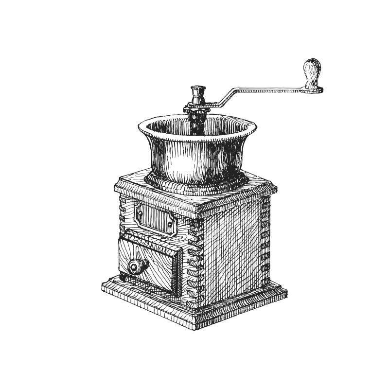 Coffee Grinder, Vintage Drawing in Engraving Style Stock Vector ...