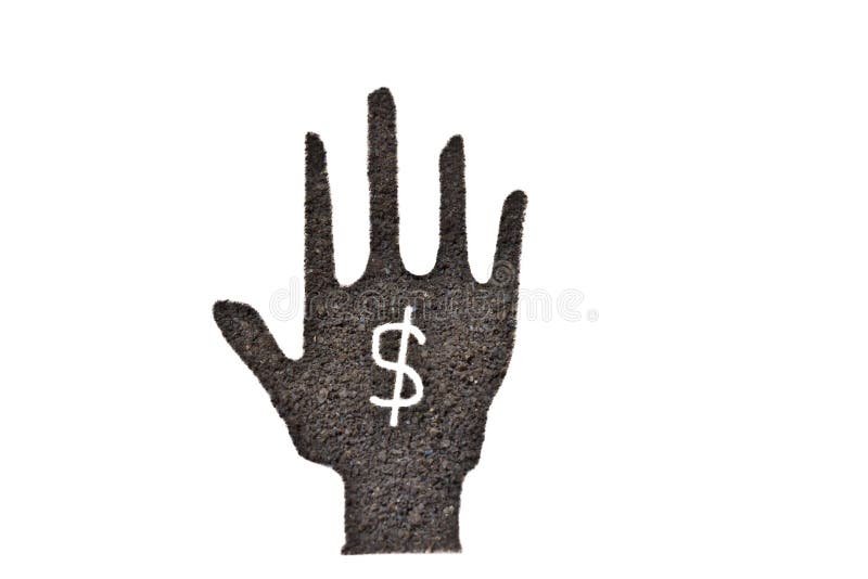 Coffee Grounds, Hand Shape and Dollar Symbol Stock Photo - Image of ...