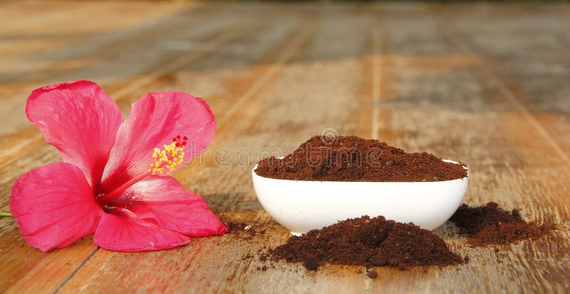 Coffee Grounds for Spa with Red Flowers Stock Photo - Image of classic ...