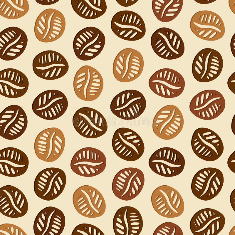 Vector Coffee Seamless Pattern with Brown Random Beans Stock Vector ...