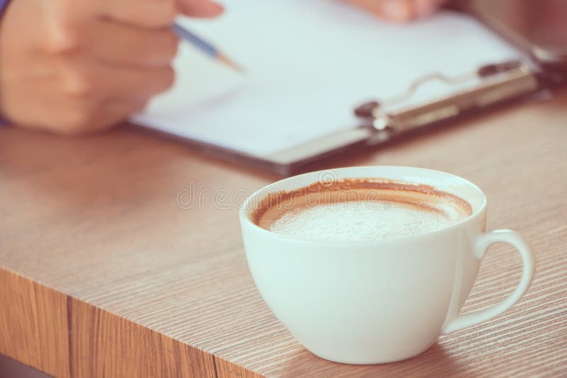 Coffee with hand writing stock image. Image of drink - 99931391