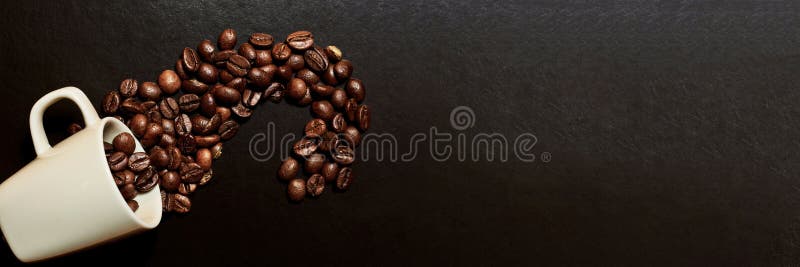 Coffee Header with a Coffee Grain Scattered from the White Mug Stock ...