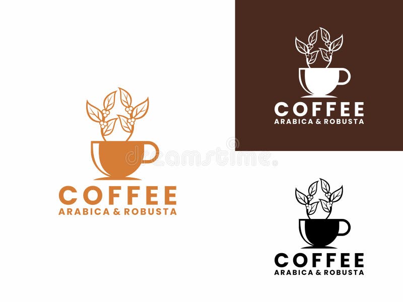 Coffee Health Logo Design. Coffee Nature with Plant Coffee Logo Vector ...
