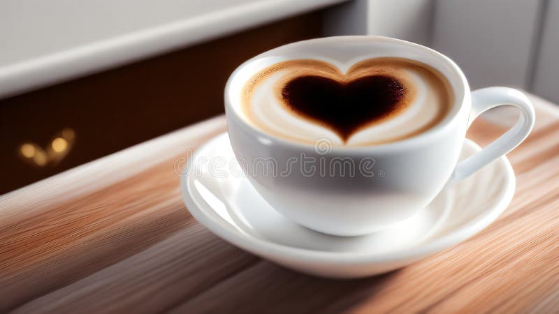 Coffee with heart stock illustration. Illustration of latte - 276270088