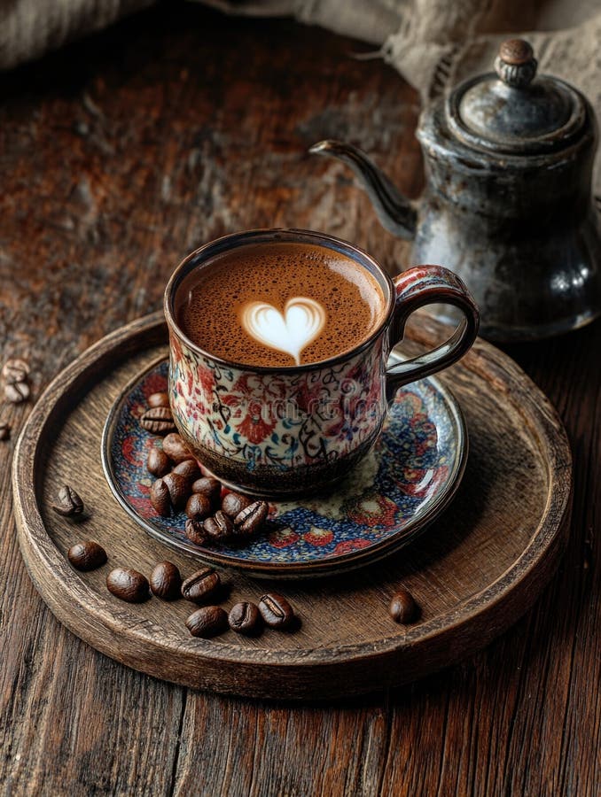 Coffee with Heart Design stock image. Image of coffee - 377947725