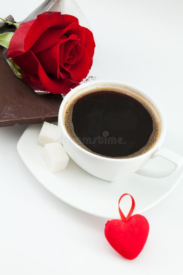 Coffee, heart and rose stock photo. Image of march, luxury - 85241824