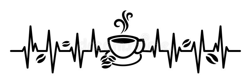 Coffee Heartbeat, Vector Illustration of Cardiogram with Coffee Cup ...