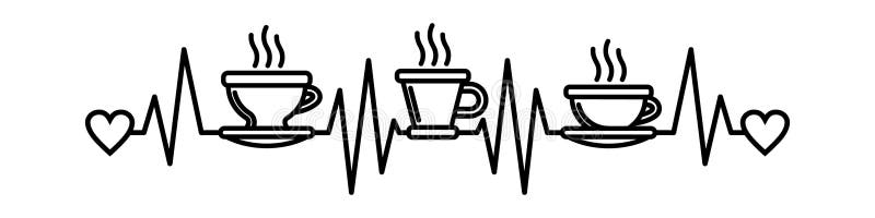 Coffee Heartbeat, Vector Illustration of Cardiogram with Coffee Cup ...