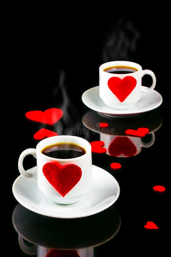 Coffee with hearts stock image. Image of hearts, view - 82224265