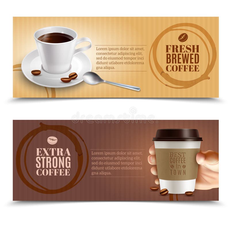 Coffee Horizontal Banners Set Stock Vector - Illustration of design ...