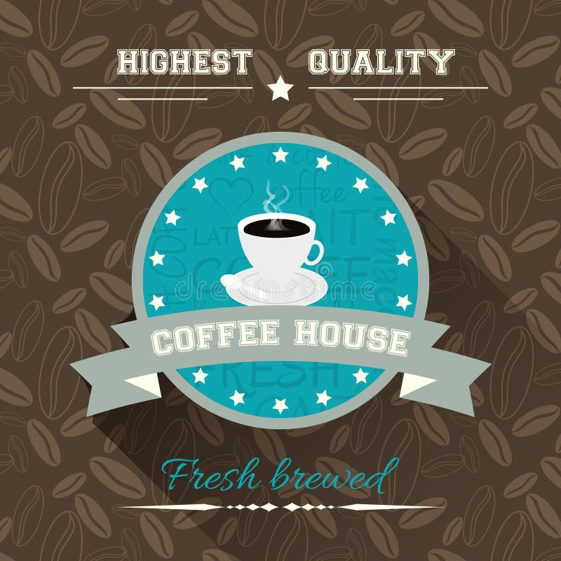 Coffee House Poster Design with Steam and Coffee Beans Pattern. Stock ...