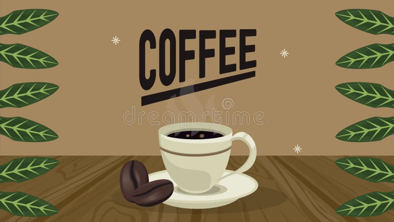 Coffee House Lettering with Leafs and Cup Animation Stock Footage ...