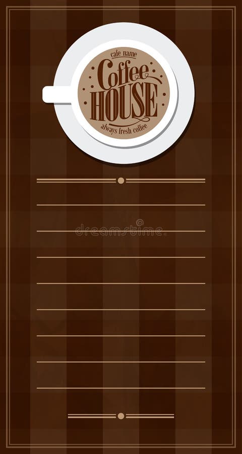 Coffee House Retro Long Menu . Stock Vector - Illustration of beverages ...