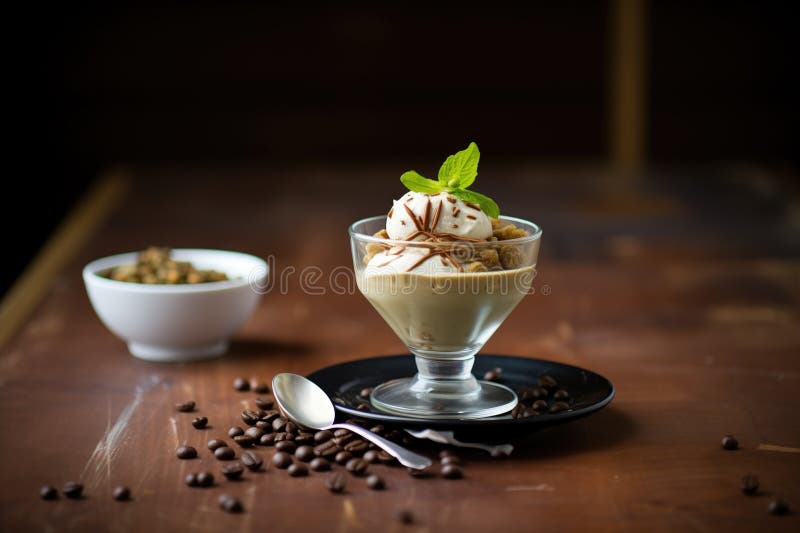 Coffee Ice Cream Sundae with Roasted Coffee Beans Stock Image - Image ...