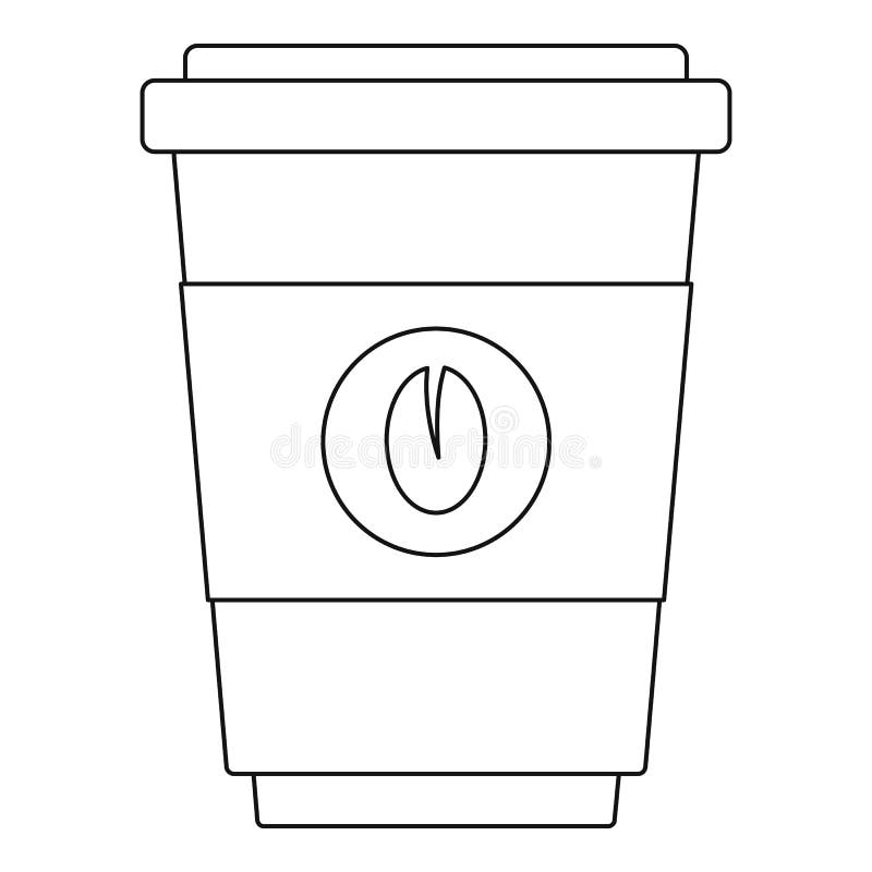 Coffee Icon, Outline Style. Stock Vector - Illustration of away, thin ...