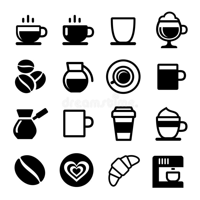 Coffee icon set stock vector. Illustration of milk, food - 35944216