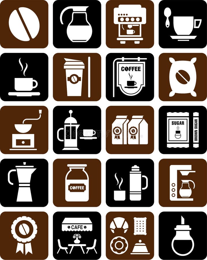 Coffee icons stock vector. Illustration of caffeine, retro - 28568200