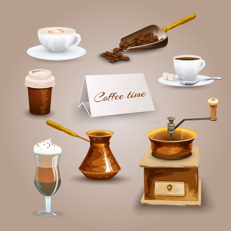 Coffee Icons Set stock illustration. Illustration of menu - 51842225